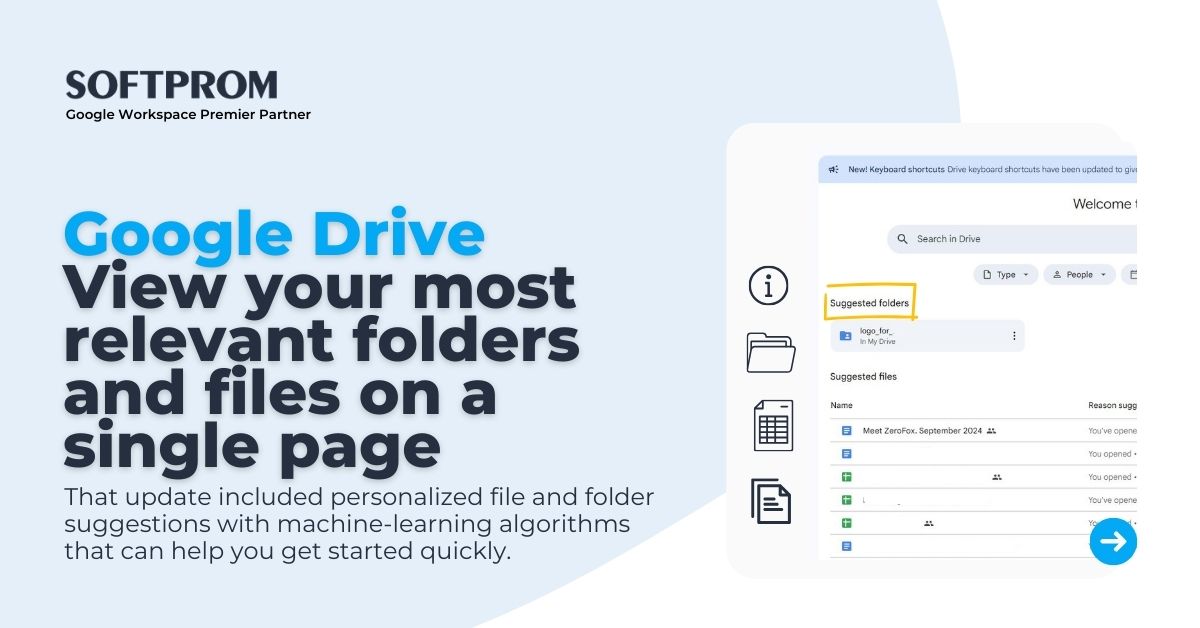 View your most relevant Google Drive folders and files on a single page
